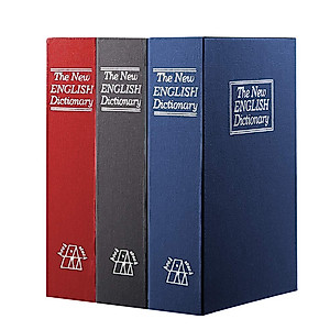 Book Safe with Key Lock – Jssmst Home Dictionary Diversion Safe Lock Box Safe Metal Box, Black Large, SM-BS004BL