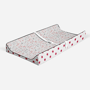 Bacati Baseball Red/Grey Muslin Quilted Changing Pad Cover