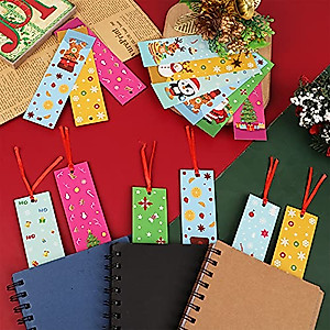72 PCS Christmas Holiday Bookmarks Christmas Bookmarks Bookmarks for Students Xmas Bookmarks with Santa Snowman Reindeer Christmas Tree Design Christmas Bookmarks for Kids