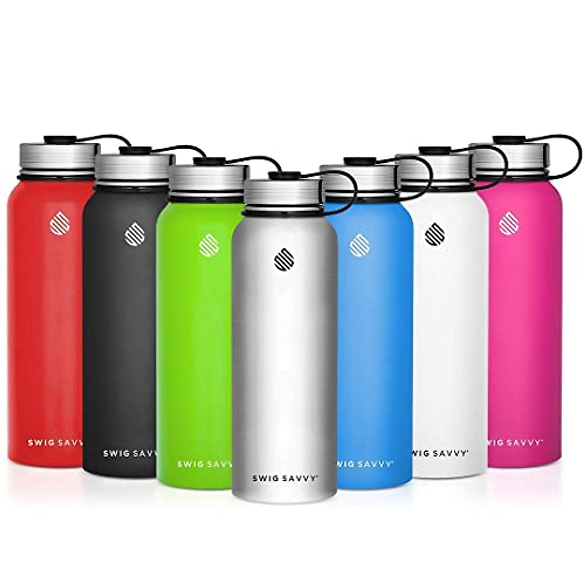 Swig Savvy Sports Water Bottle, Vacuum Insulated Stainless Steel, Double-Wall, Insulated Wide Mouth Leakproof Lid, for Hiking, Camping, Sports, and School - 32 Oz (Pink)