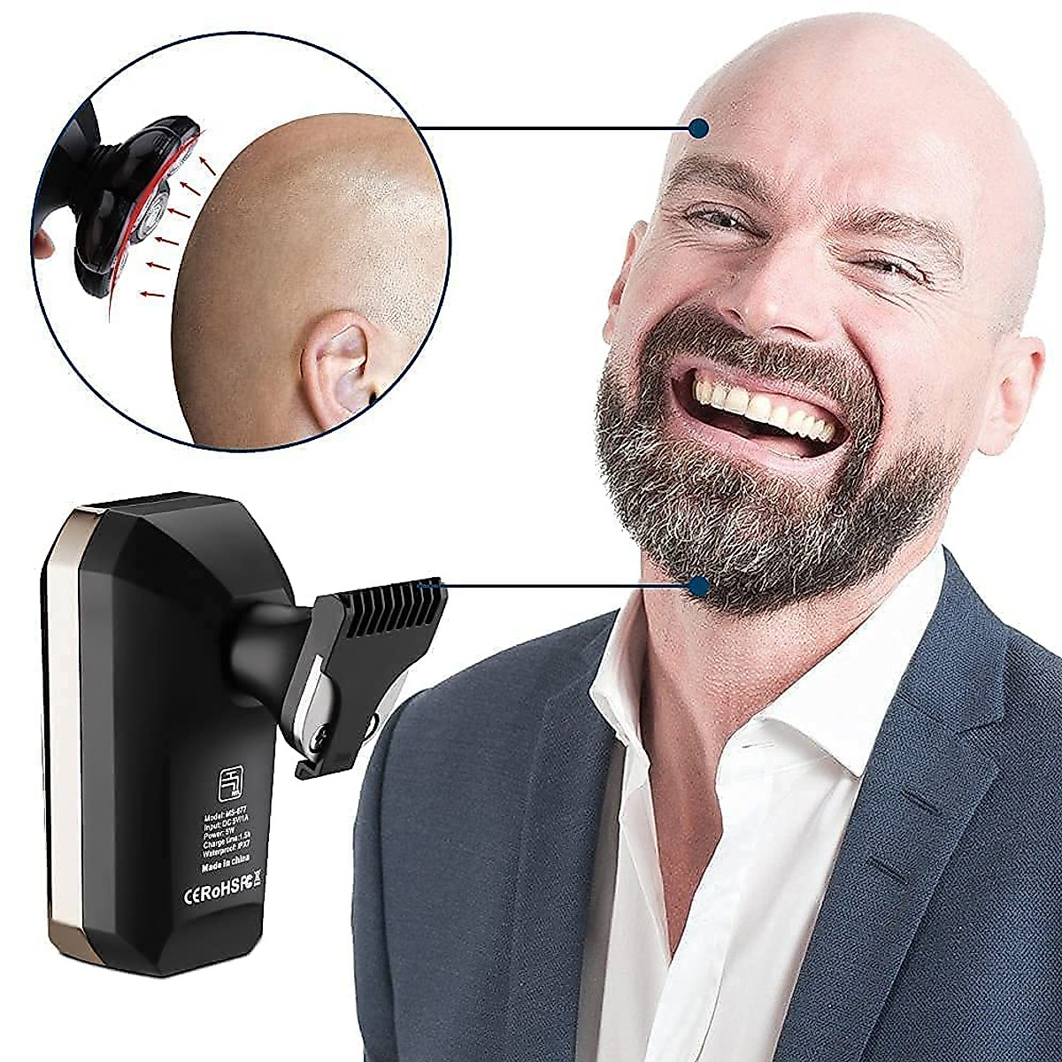 Head Shaver for Men, YBLNTEK 5-in-1 Electric Razor for Men Cordless LED Bald Head Shaver, IPX7 Waterproof 6D Rotary Shaver Grooming Kit with Nose Hair Trimmer, Valentine's Day Gift for Men, Husband