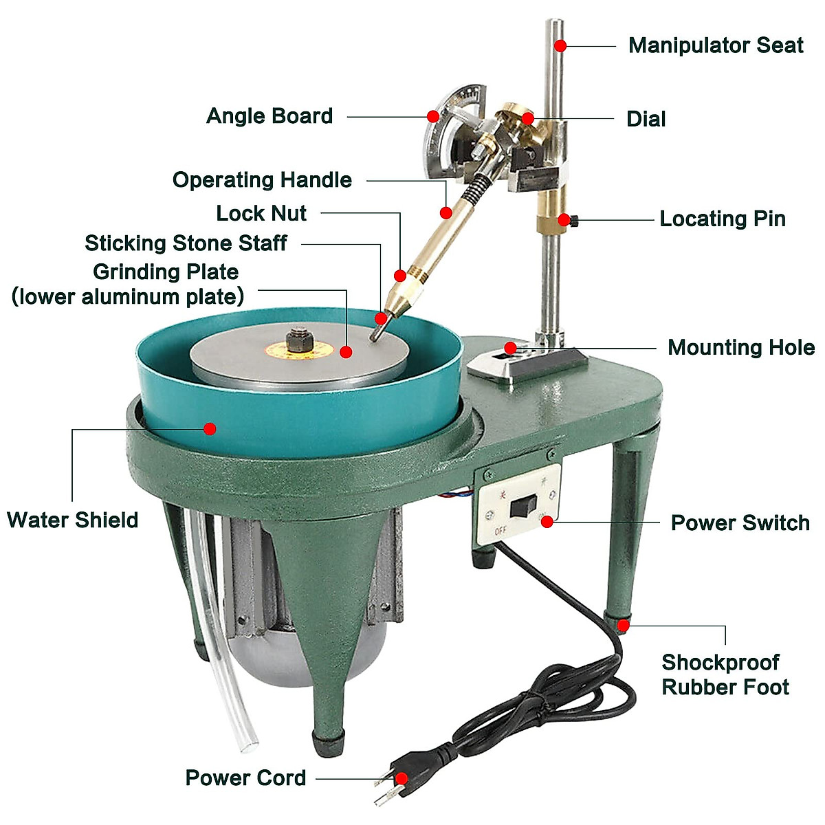 Gem Faceting Machine TBVECHI 110V Jewelry Rock Bench Polishing grinding machine Bench Lathe Polisher Tools