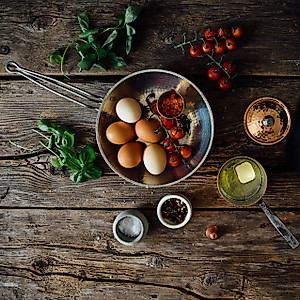 Sertodo Copper Skillet Pan | 8 inch Diameter | Patented Stainless Steel Handle System | Naturally Non-Stick Tin Lining, Pure Copper Body | Professional Kitchen Grade | Elegant, Durable, Functional