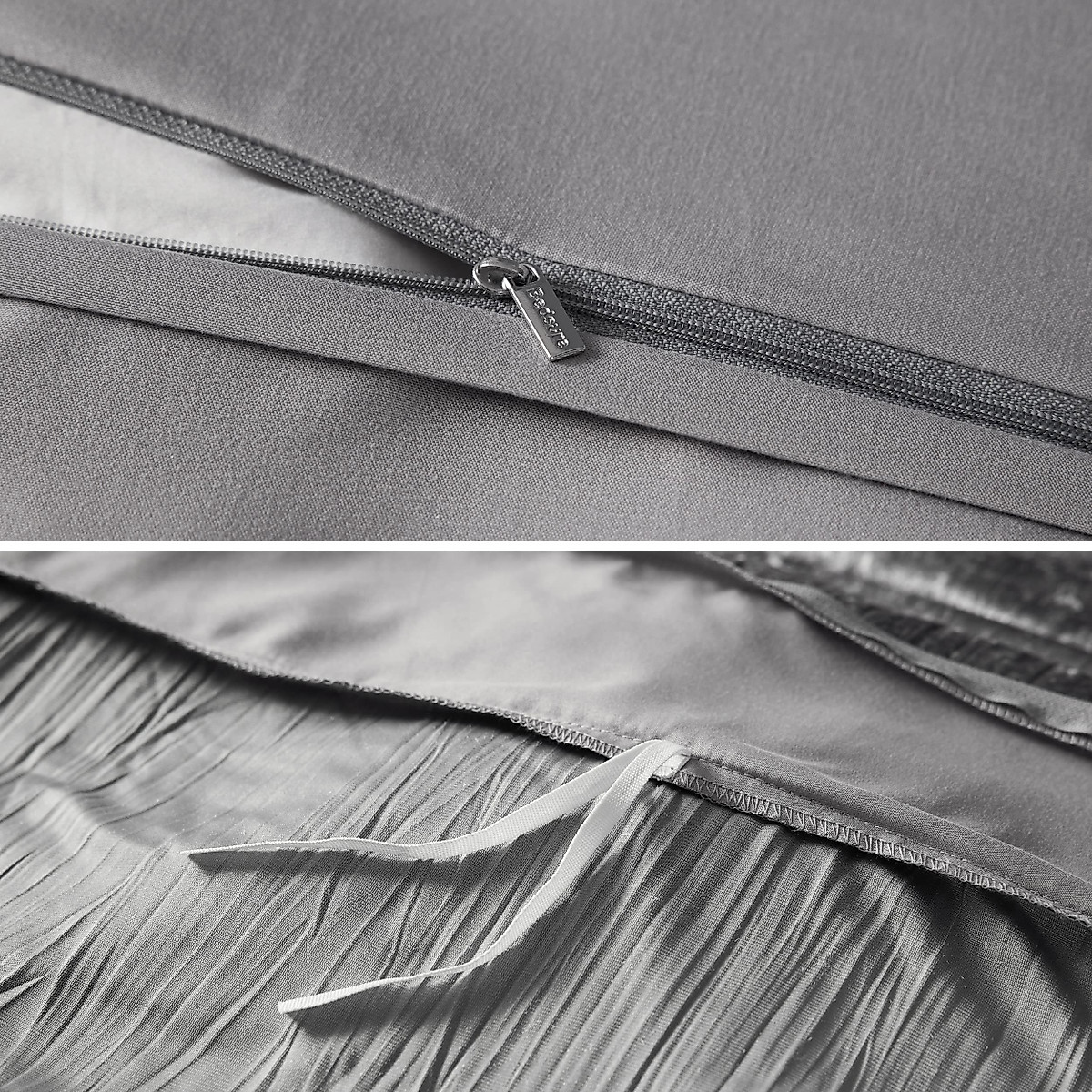 Bedsure Velvet Duvet Cover Set - Luxurious, Glossy King Size Duvet Cover Set, Grey Duvet Cover King Size with 2 Pillow Shams (Silver Grey, King, 104 x 90 inches)