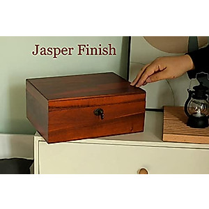 Wood Treasure, Keepsake, Memory Box - Large, 11x8.5x5in - Acacia Hardwood Keepsake and Personal Storage Box with Hinged Locking Lid.