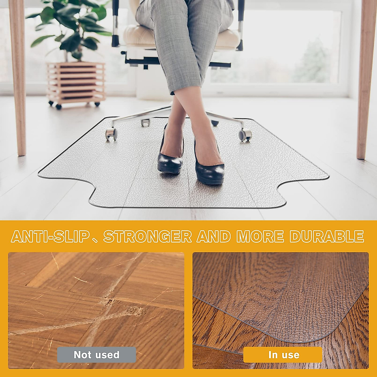 Hardwood/Tile Floor Chair Mat,Rolling Chair Mat,Protects Floors,Suitable for Home,Work,Game,Non-Slip Not Stuck Wheel,Easy to Clean,with Lip(48"x36")