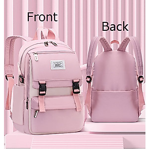 Pink School Bag Backpack for Teen Boys Girls Elementary Middle Bookbag Casual Daypack for Kids