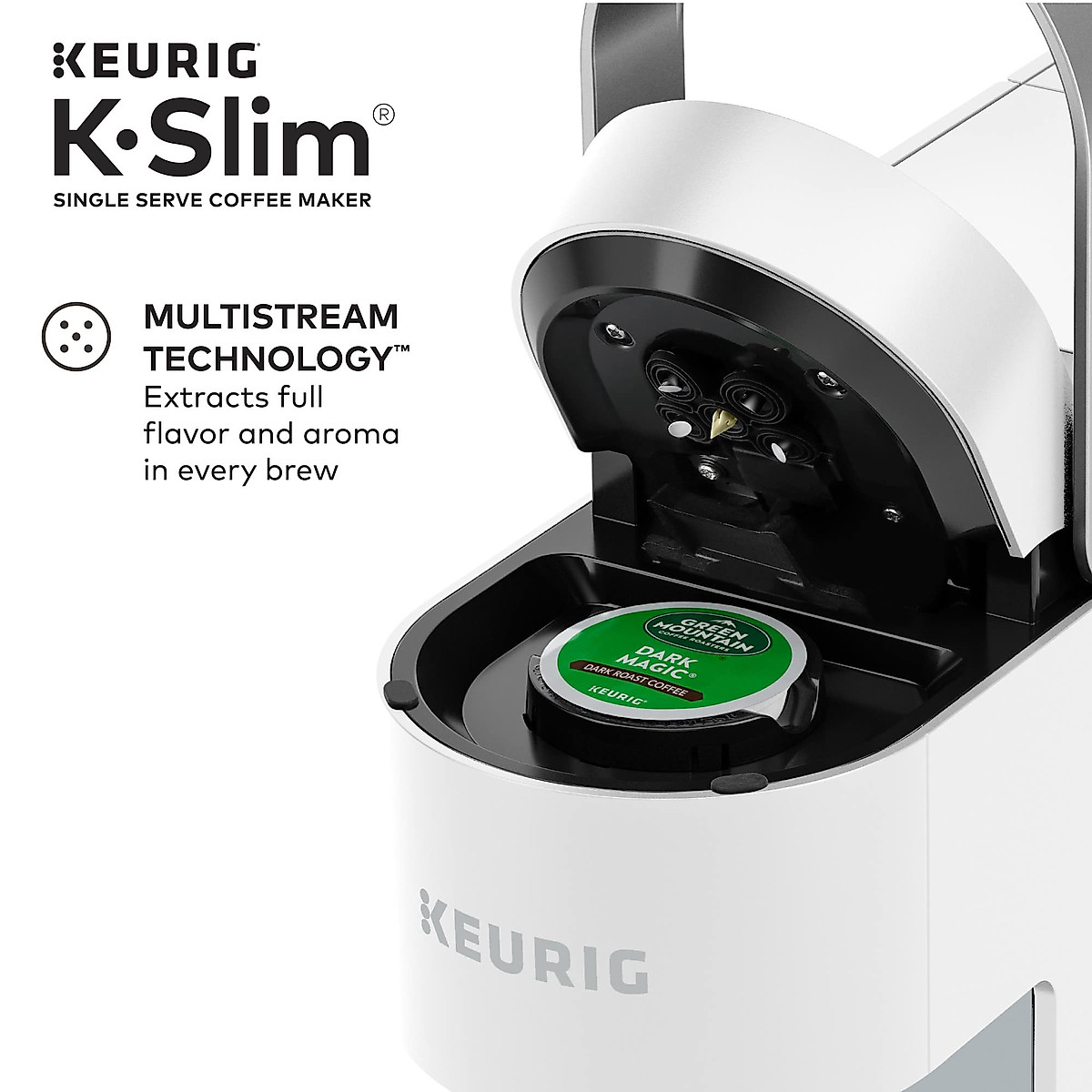 Keurig K-Slim Coffee Maker, Single Serve K-Cup Pod Coffee Brewer, 8 to 12oz. Brew Sizes,White (Renewed)