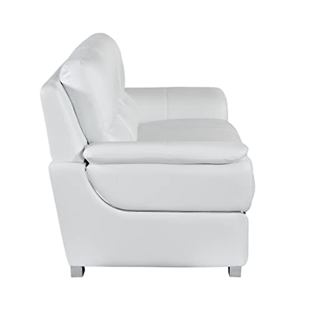 Blackjack Furniture Binion Leather Match Upholstered Modern Living Room Sofa, White