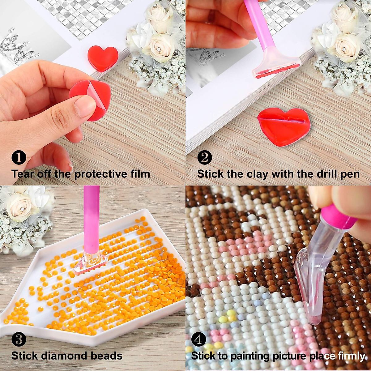 Diamond Painting Wax, 24 Pieces, 8 Pack Diamond Painting Wax Storage Container Case with Glue Clay, Glue for Diamond Painting, Painting Glue Clay Organizer for Diamond Painting Accessories (Red) (8)