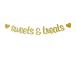 Sweets & Treats Banner Birthdy Wedding Baby Shower Bridal Shower Party Decorations Glittery Bar Party Photo Booth Props