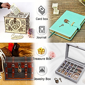 Alles Mini Small Padlock 8 Pcs Antique Padlocks Mini Little Vintage Lock with Key for Jewelry Box,Wedding Card Box,Treasure Chest, Wine Box, Diary Book and More - Bronze