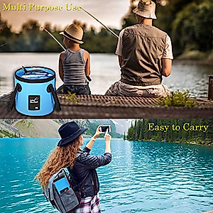 Collapsible Bucket, Esthesia 5 Gallon Bucket Multifunctional Portable Collapsible Wash Basin Folding Bucket Water Container Fishing Bucket for Travelling Camping Hiking Fishing Gardening