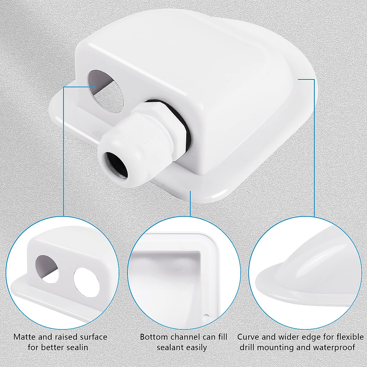 PNGKNYOCN ABS Solar Double Cable Entry Gland IP68 Waterproof,Cable with Maximum Outer Diameter of 8mm is Allowed to Pass Through,for Solar Project on Rv, Campervan, Boat (White)