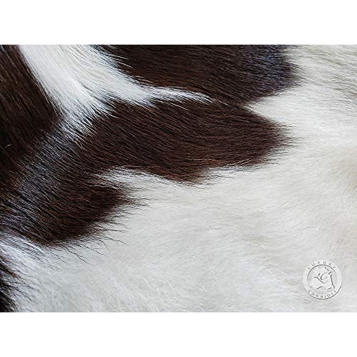 Genuine Calfskin Chocolate Dark Brown and White Calf Hide Cow Skin Cowhide Rug Leather Area Rug 3 x 3 ft.