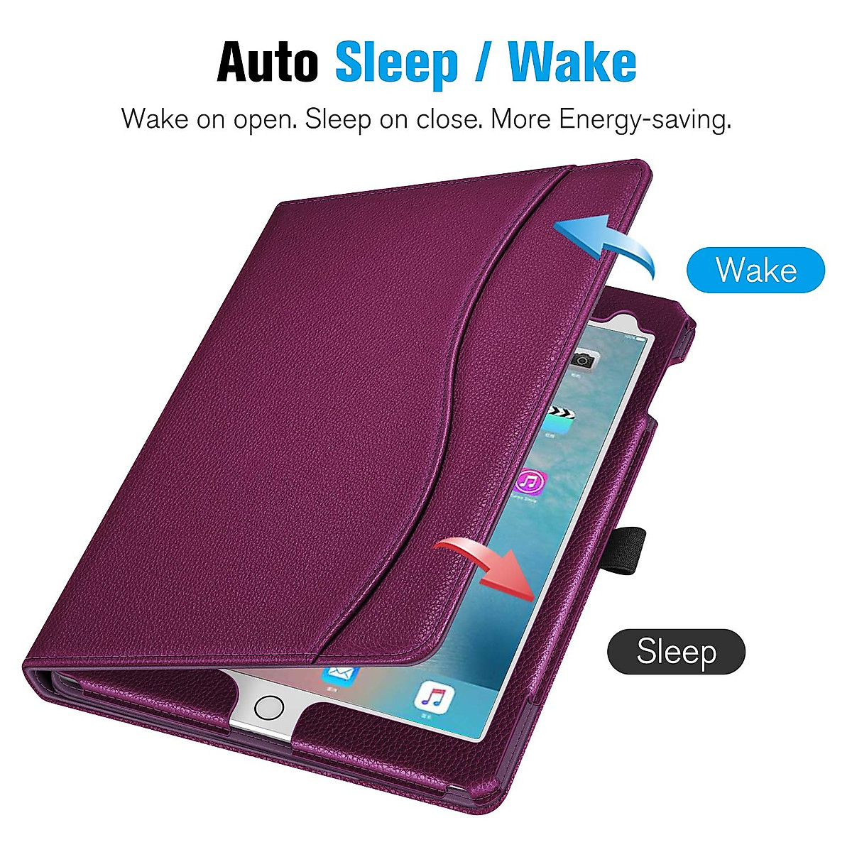 Fintie Case for iPad Pro 9.7 Inch 2016 Release Tablet- [Corner Protection] Multi-Angle Viewing Folio Smart Stand Back Cover with Pocket, Pencil Holder, Auto Wake/Sleep, Purple
