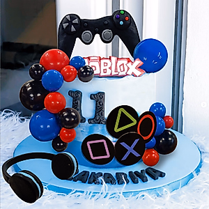 30 PCS Video game themes Cake Toppers ,Headset Cake Decoration Ball , Controller Cake Decoration for Birthday Party Cake Decoration (Colour)