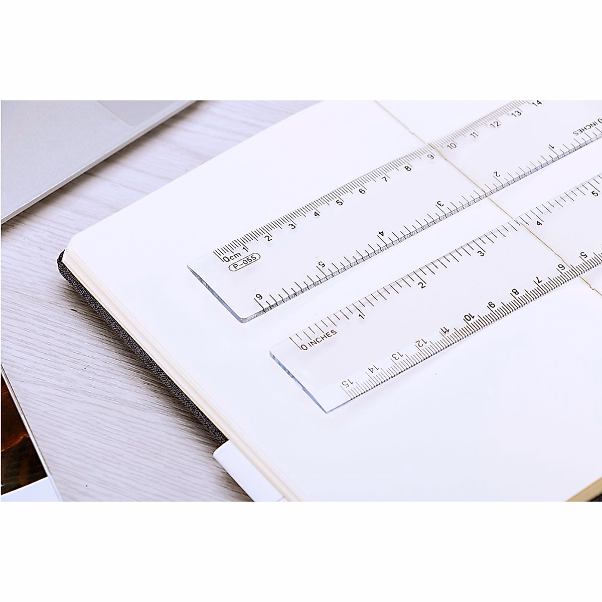 6 Inches Plastic Straight Hard Ruler 4 Pack Viaky See Through Flexible Ruler with Inches and Metric Measuring Tool for Student School Office, Clear