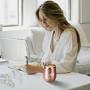 Qtencas Best Neighbor Ever Stainless Steel Wine Tumbler, Neighbor Gift Housewarming Gifts Farewell Gift for Neighbors, Moving Going Away, New Home Owner Friends, Neighbor Birthday Christmas Gift, 12oz