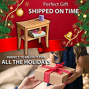 House Ur Home Shower Bench Seat Wooden Spa Bath Deluxe Organizer Stool with Storage Shelf for Seating Chair Perfect for Indoor Or Outdoor - Plus Free Value Gift Including