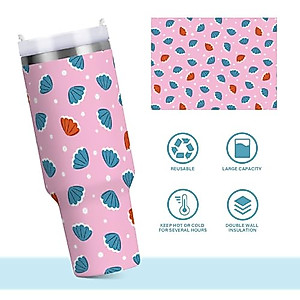 ARGTILDN 40 oz Tumbler Starfish Polka Dots Insulated Travel Mug with Handle and Straw Lid Stainless Steel Vacuum Coffee Cup Tea Beverage Container Water Bottles for Car Sports office