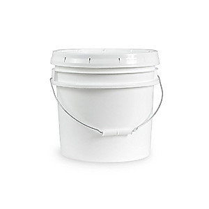 3.5 Gallon White Bucket & Lid - Set of 5 - Durable 90 Mil All Purpose Pail - Food Grade - Contains No BPA Plastic (3.5 Gal. w/Lids - 5pk)
