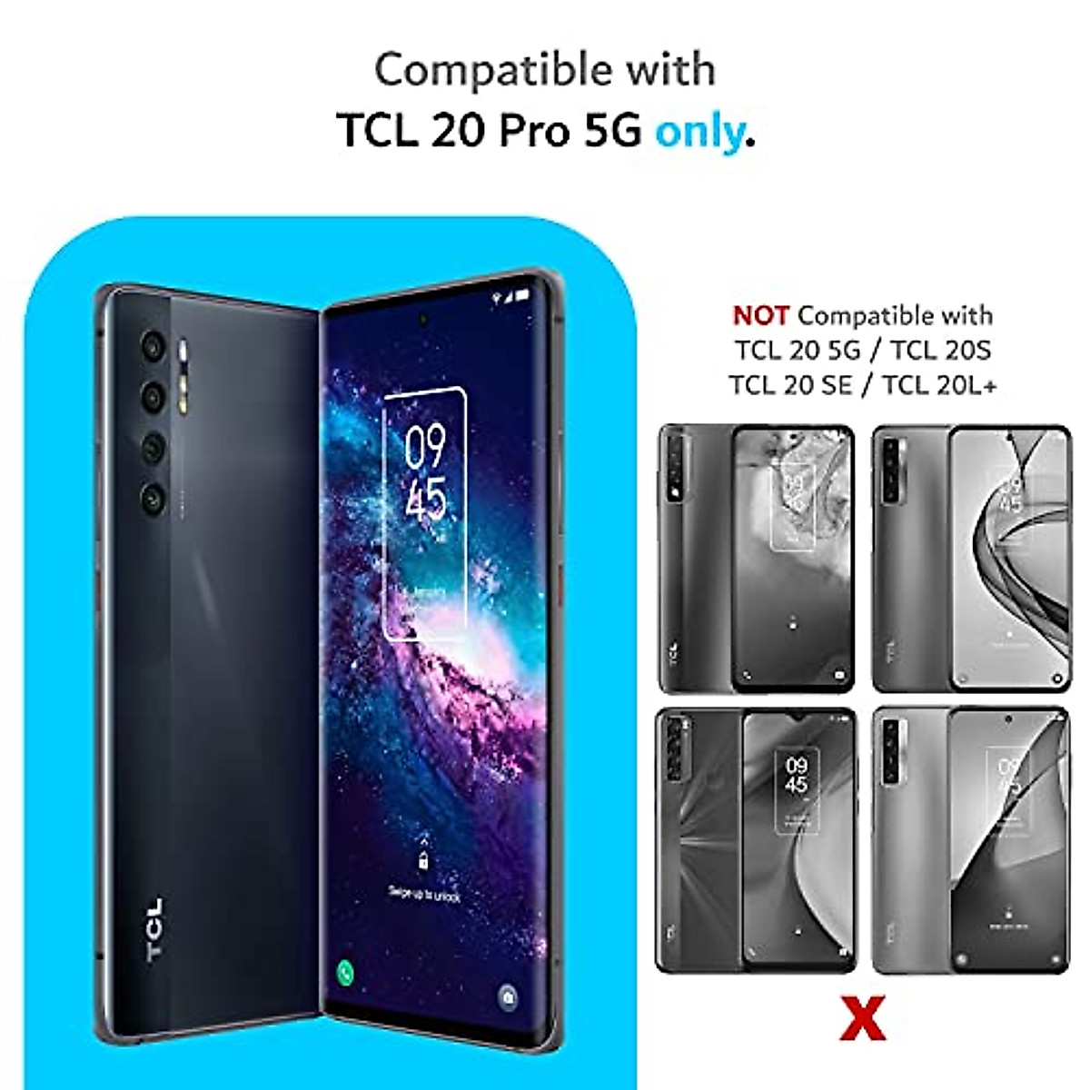 TUDIA DualShield Designed for TCL 20 Pro 5G Case, [Merge] Shockproof Heavy Duty Military Grade Dual Layer Tough Slim Protective Case - Matte Black