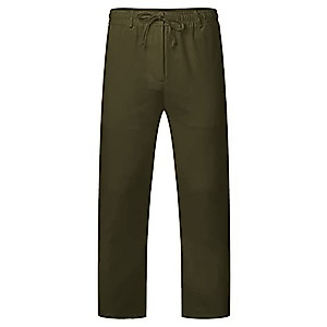 COOFANDY Men's Casual Pants Elastic Waist Lightweight Stretchy Waistband Pants Army Green