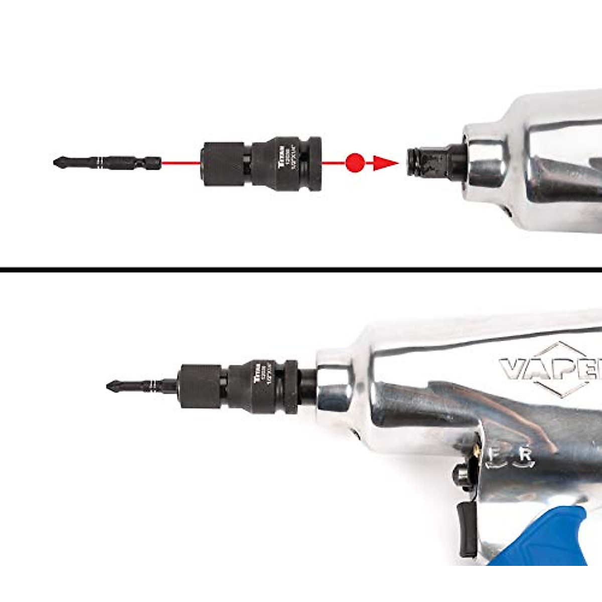 Titan 12039 1/2-Inch Drive to 1/4-Inch Hex Drive Quick Change Adapter