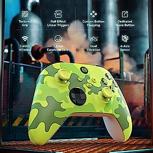 PPKKAI Controller with Wireless Adapter for Xbox One, Xbox Series X/S, Xbox One X/S, PC, 2.4GHZ Controller with 3.5mm Headphone Jack(Camo)