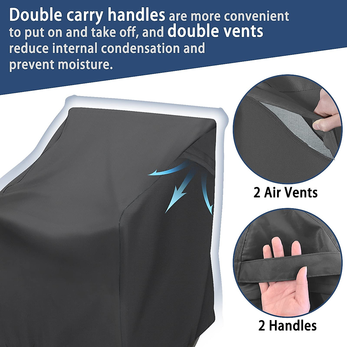 TORUTA 2 Pack Patio Rocking Chair Cover 27.5" L x 32.5" D x 39" H 420D Waterproof Oxford Fabric Production Outdoor Furniture Rocking Chair Covers - Black