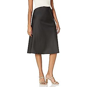 The Drop Women's Maya Silky Slip Skirt Skirt, Black, XXL