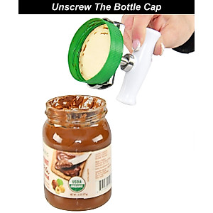 HOME-X Twist-Top Jar Opener, Easy Grip Opener, Great for Weak or Arthritic Hands, Strong Gripping Jar Opener, 3 ½” L x 1 ½” W x 2 ¾” H, White
