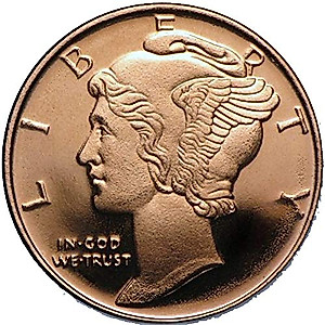 2011 Shield Back 1 oz .999 Pure Copper Round/Challenge Coin (Mercury Head Dime Design)