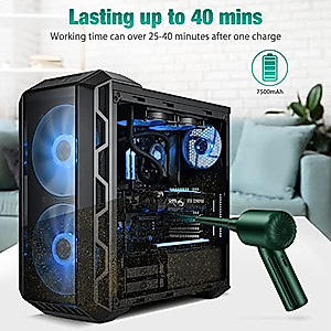 BRUSHLESS Motor - Compressed air Duster - 3 Gear Adjustable Keyboard Cleaner for Office Good Replacement Canned Air, Electric 90000RPM Cordless air Duster Rechargeable 7500mAh