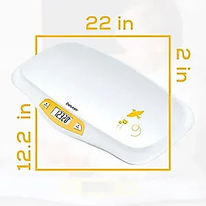 Beurer BY80 Digital Baby Scale, Infant Scale for Weighing in Pounds, Ounces, or Kilograms up to 44 lbs, Newborn Scale with Hold Function, Pet Scale for Cats and Dogs