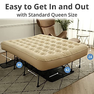 Simpli Comfy EZ Bed Queen Self-Inflating Air Mattress with Built-in Frame, Pump and Wheeled Case, Blow Up Inflatable Air Bed Perfect for Home, Guests, Travel, Vacation, Camping