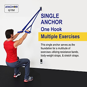 Anchor Gym H1 Workout Wall Mount, Strap Anchor, Wall & Ceiling Mounted Hook Exercise Station for Bodyweight Straps, Resistance Bands, Strength Training, Yoga, Home Gym. (Wood Screws Included)