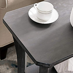 Leick Home 10305-RG Rustic Wire Brushed Driftwood Narrow Side Table with Shelf, Rustic Gray