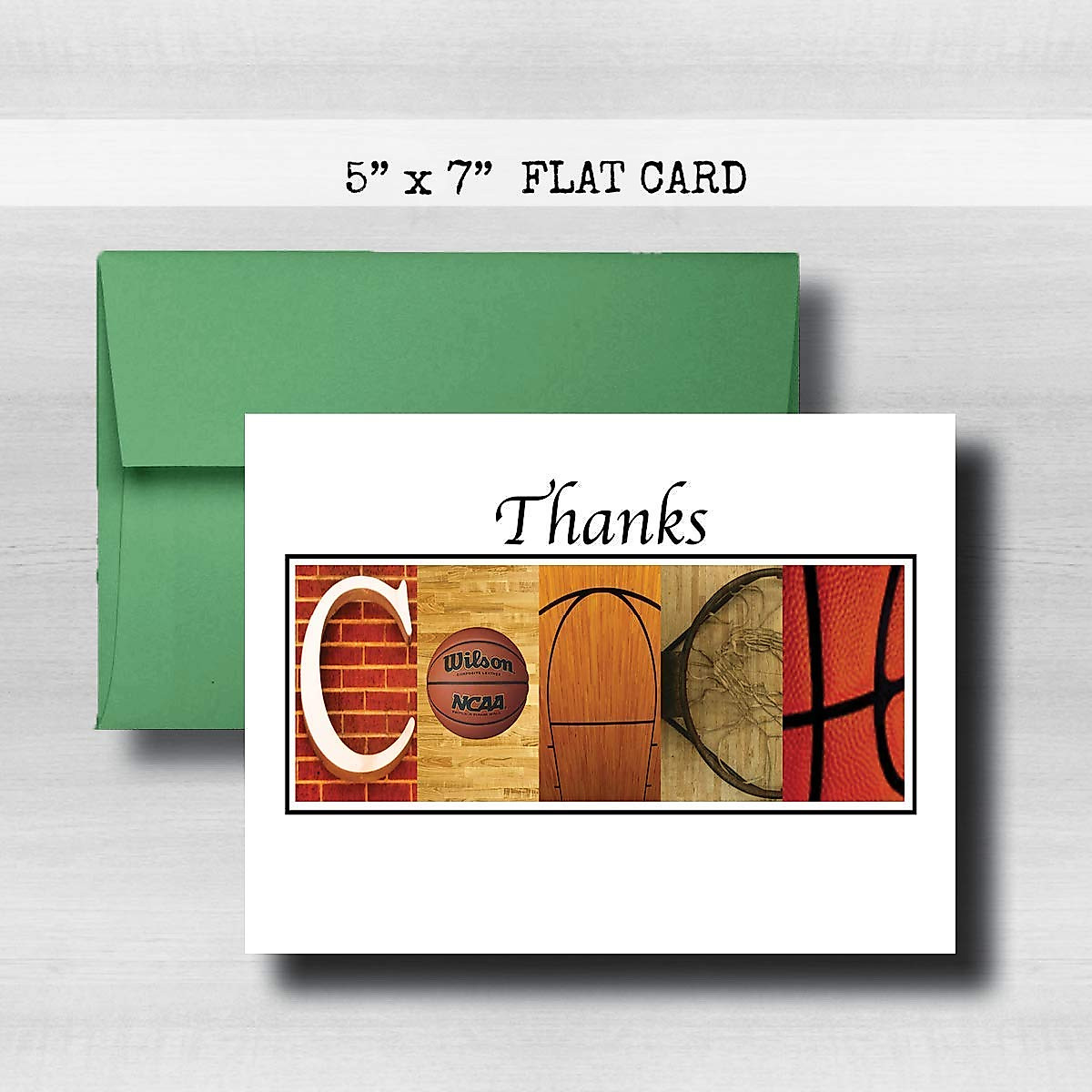 Personalized Basketball Coach Thank You Card, 5"x 7" FLAT CARD, Greeting Cards