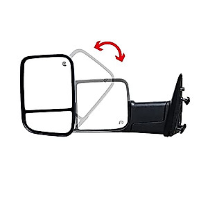 AERDM New towing mirror Black Housing with Temperature sensor fit 2009-2015 Ram 1500, 2010-2015 Ram 2500 3500 Towing Mirrors with Turn Signal, Puddle Lights