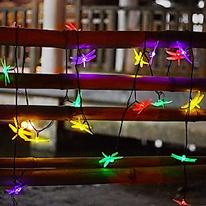 Venhoy String Lights Solar 30LEDdragonfly Shape Colored String Lights, Fairy String Lights, Star String Lights, Garden, Patio, Home, Wedding, Party, Christmas