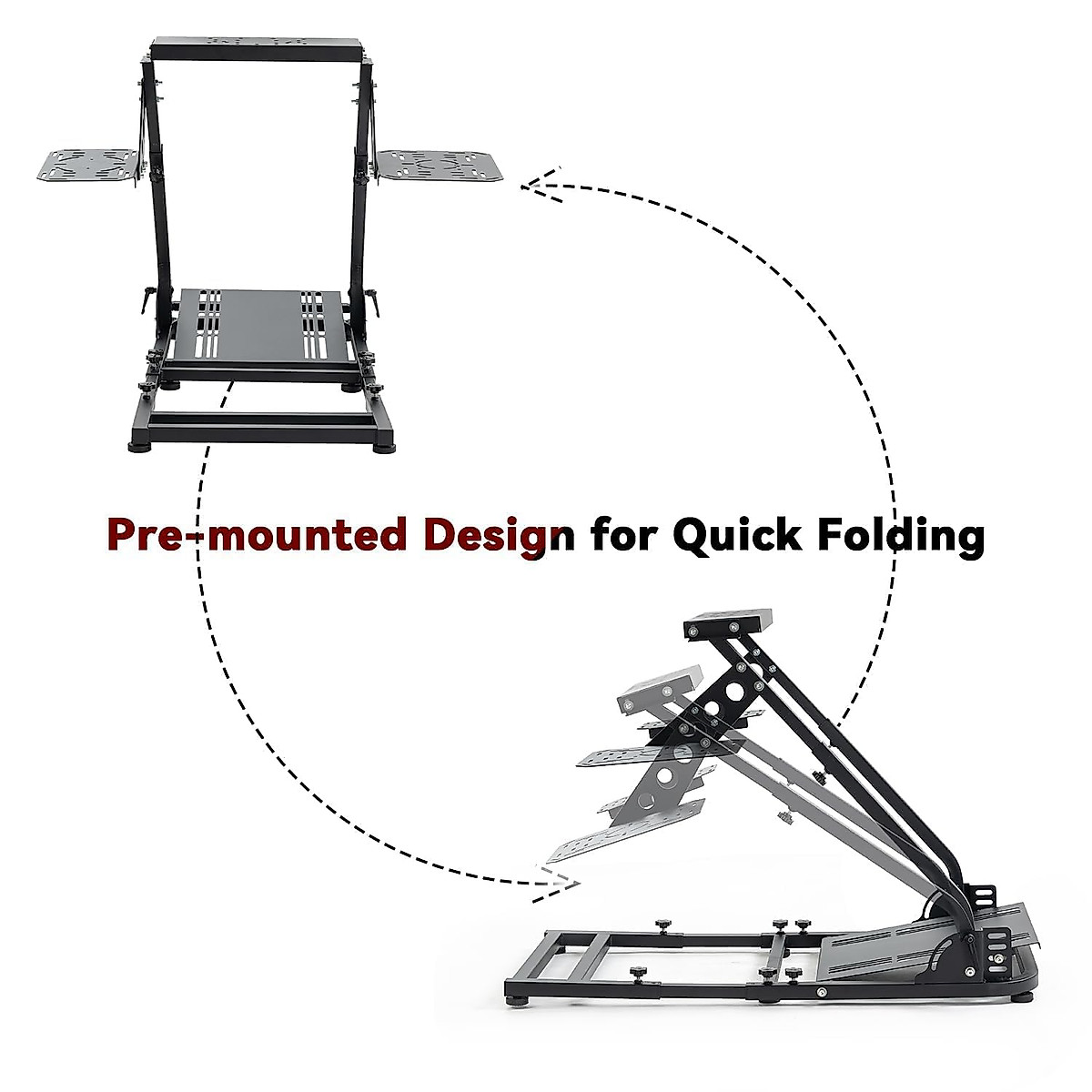 Supllueer Foldable Flight Sim Stand with Multiple Shift Panels fit for Logitech X52 X56 G27 G29, Thrustmaster Hotas Warthog, Flight Simulator Cockpit without Wheel Pedal Shifter Seat