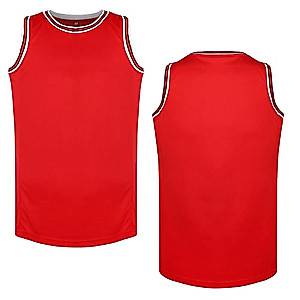 Blank Basketball Jersey Men's Mesh Athletic Sports Shirts Black Yellow White Blue Red S-3XL(Red,XX-Large