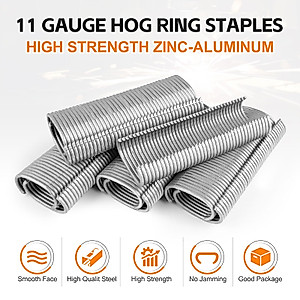 KIMSING 11 Gauge C50 Zinc-Aluminum Alloy Hog Ring Staples 1-3/4" (45 mm) Crown, 1600 PCS/Box, C Ring Staples Fasteners for Heavy Duty Wire Fencing, Gabion