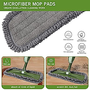 Microfiber Spray Mop for Floor Cleaning, Microfiber Wet Spray Mop with 550ML Water Bottle and 5 Pcs Reusable Pads, Dry Wet Kitchen Mop for Hardwood Laminate Tile Ceramic Surface, 1 Free Scaper
