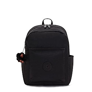 Kipling Women's Bennett, Lightweight, Minimal, Nylon Laptop Backpack, Black Tonal, 12''L x 15''H x 6.25''D