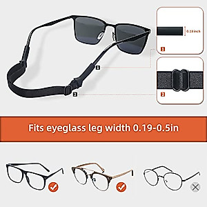 Maitsol Glasses Strap 3 Pcs, Adjustable Eyeglasses Strap for Men Women and Kids, No Tail Sunglasses Strap, Eye Glasses Holder Around Neck, Sports Glasses Strap Glasses Lanyard - Black