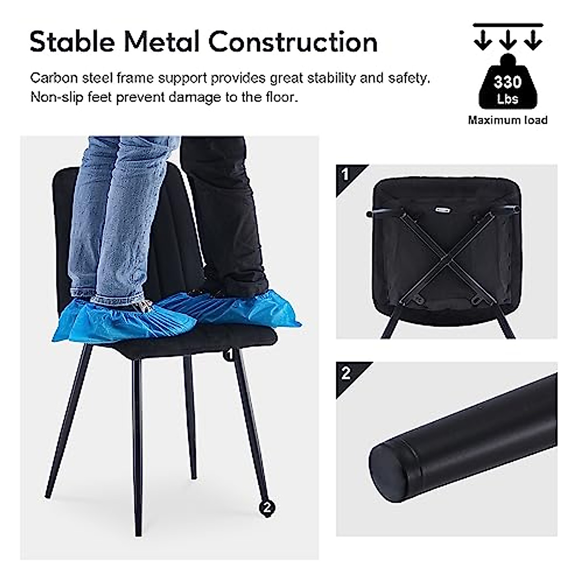 CLIPOP Dining Chairs Set of 2, Black Dining Chairs with Velvet Upholstered Seat Backrest, Metal Leg, Armless Kitchen Chairs, Leisure Parson Chair for Living Room, sillas de comedor