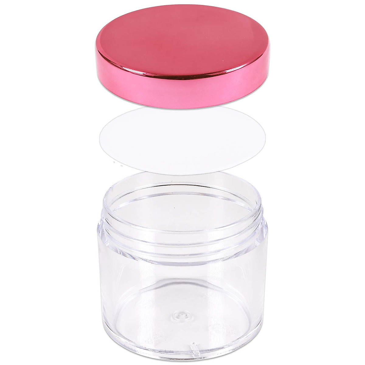 Beauticom 2 oz./ 60 Grams/ 60 ML Thick Wall Round Clear Plastic LEAK-PROOF Jars Container with ROSE GOLD Lids for Cosmetic, Lip Balm, Creams, Lotions, Liquids (12 Jars, Rose Gold)